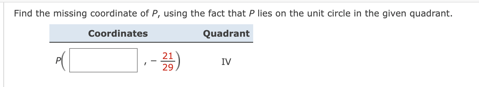 Solved Find the missing coordinate of P, ﻿using the fact | Chegg.com