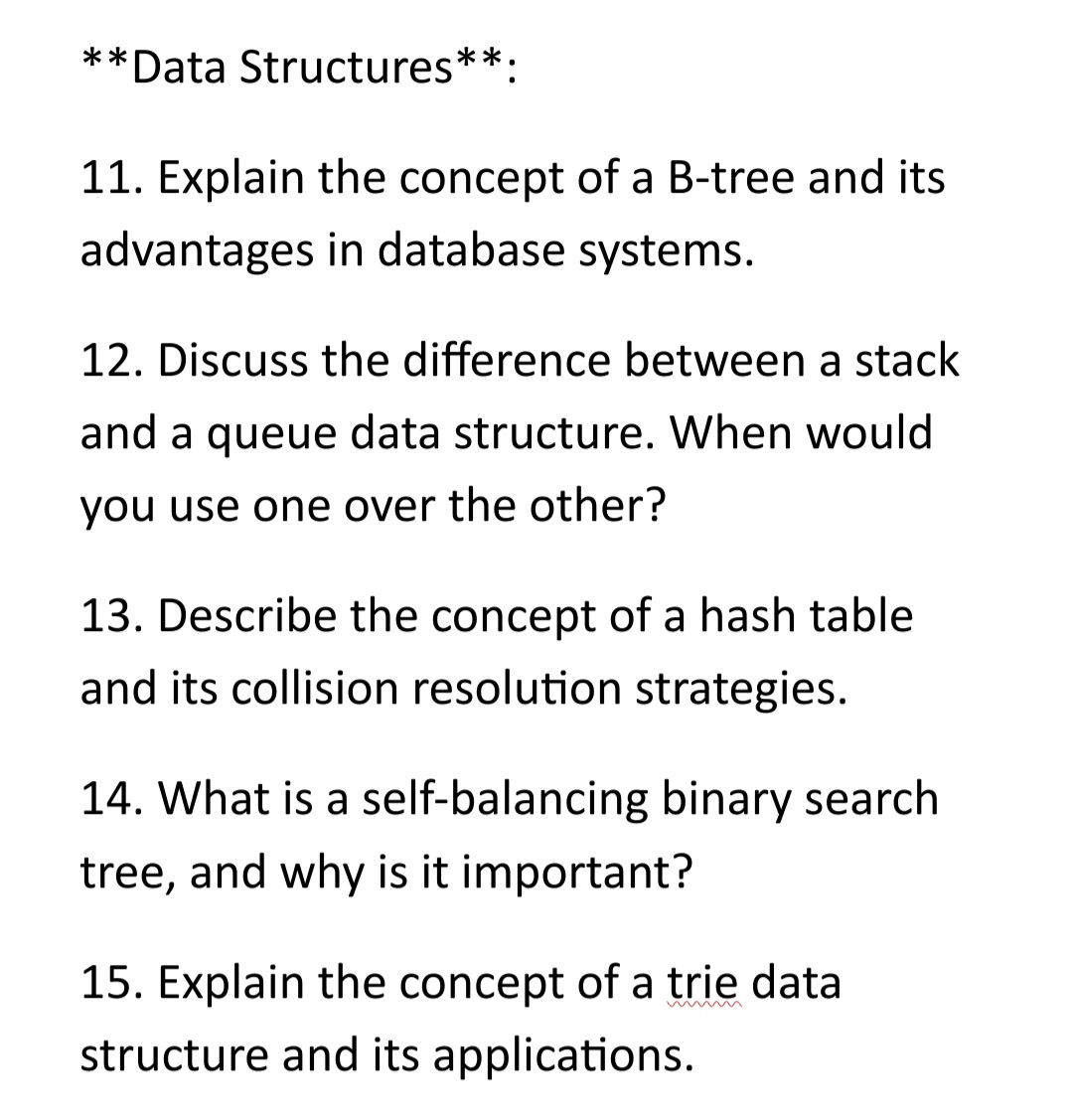∗∗ Data Structures**: 11. Explain the concept of a | Chegg.com