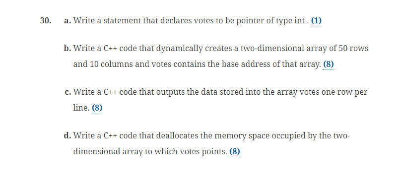 Solved 30 A Write A Statement That Declares Votes To Be 