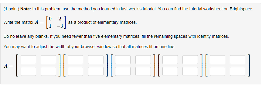 Solved (1 point) Note: In this problem, use the method you | Chegg.com