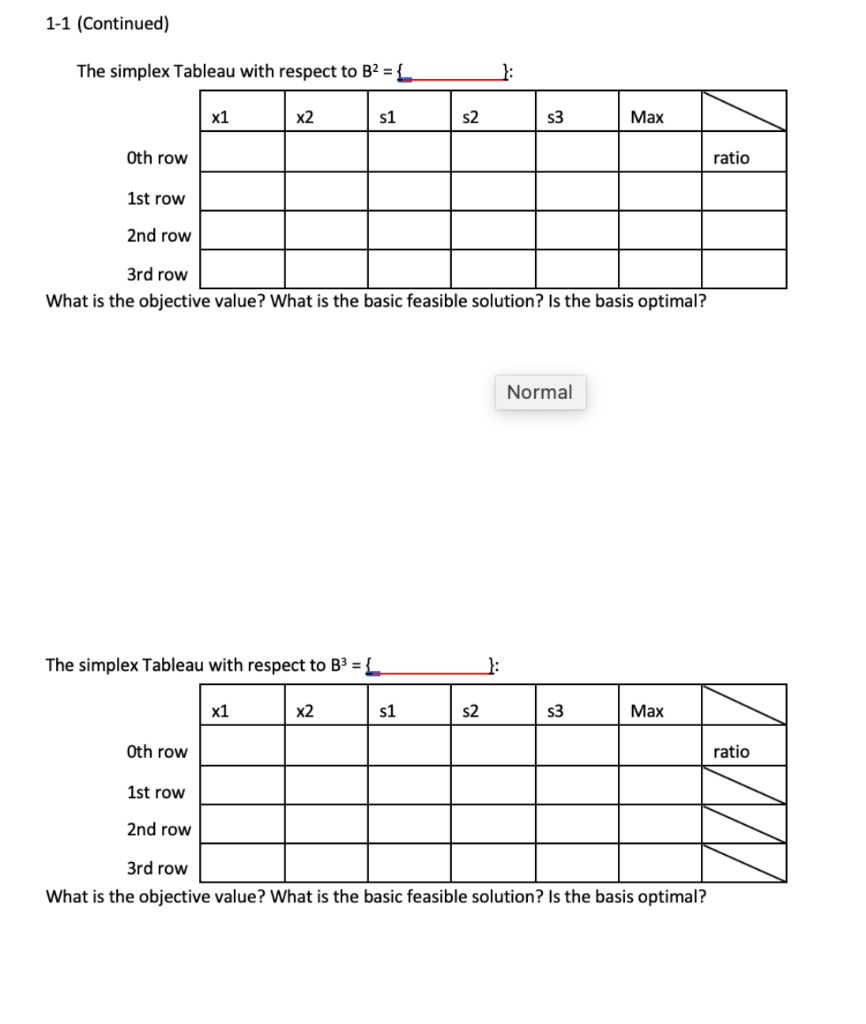 Solved 1. Perform the primal simplex method to solve the | Chegg.com