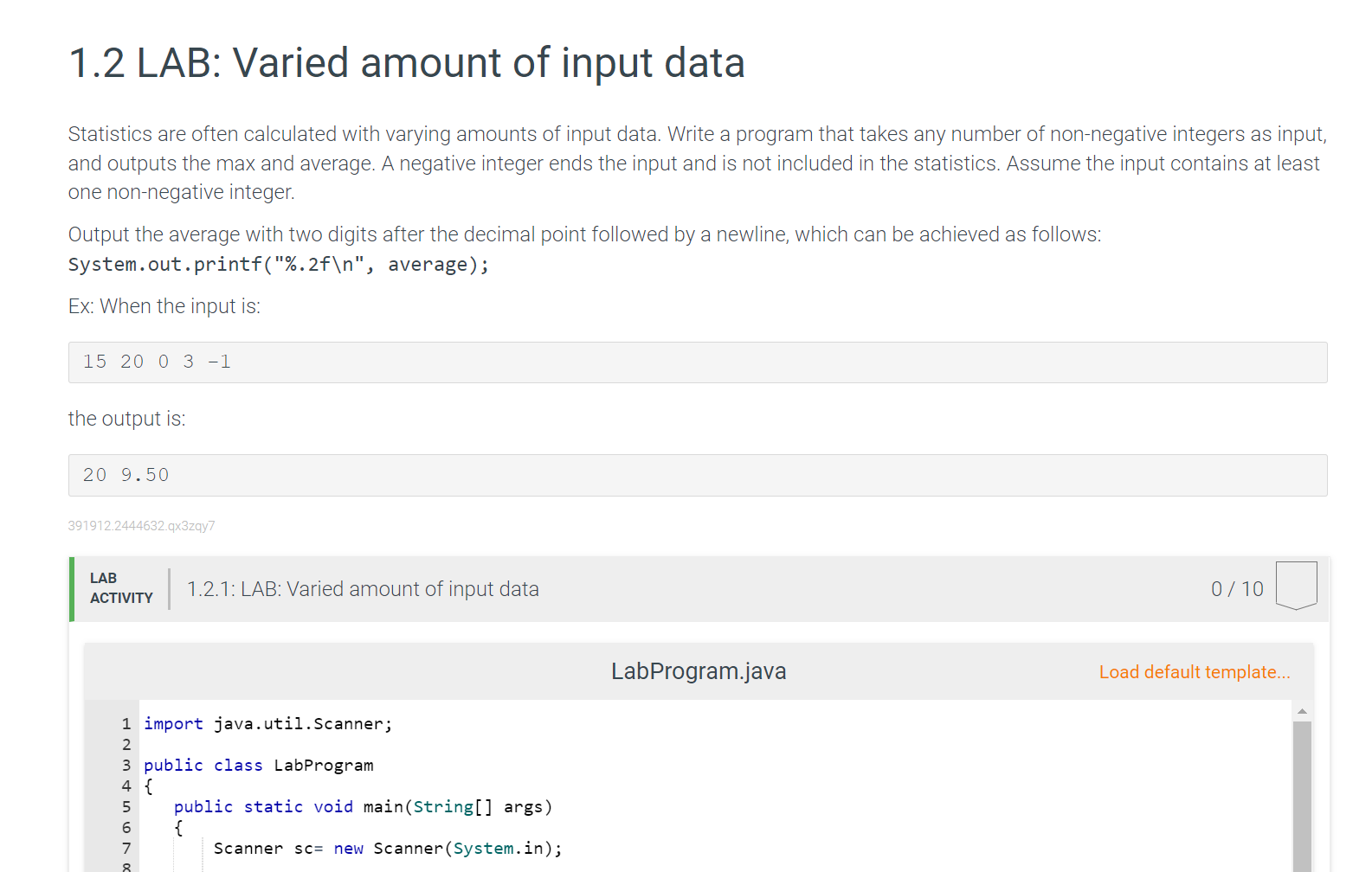 Solved \begin{tabular}{l|l} AB & 1.2.1: LAB: Varied amount | Chegg.com