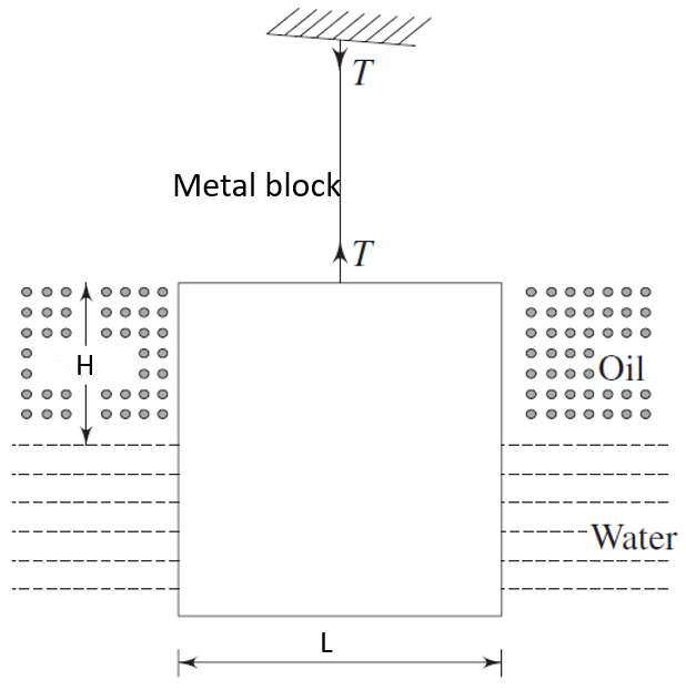 Solved A metal cube of side L is suspended by a string in | Chegg.com