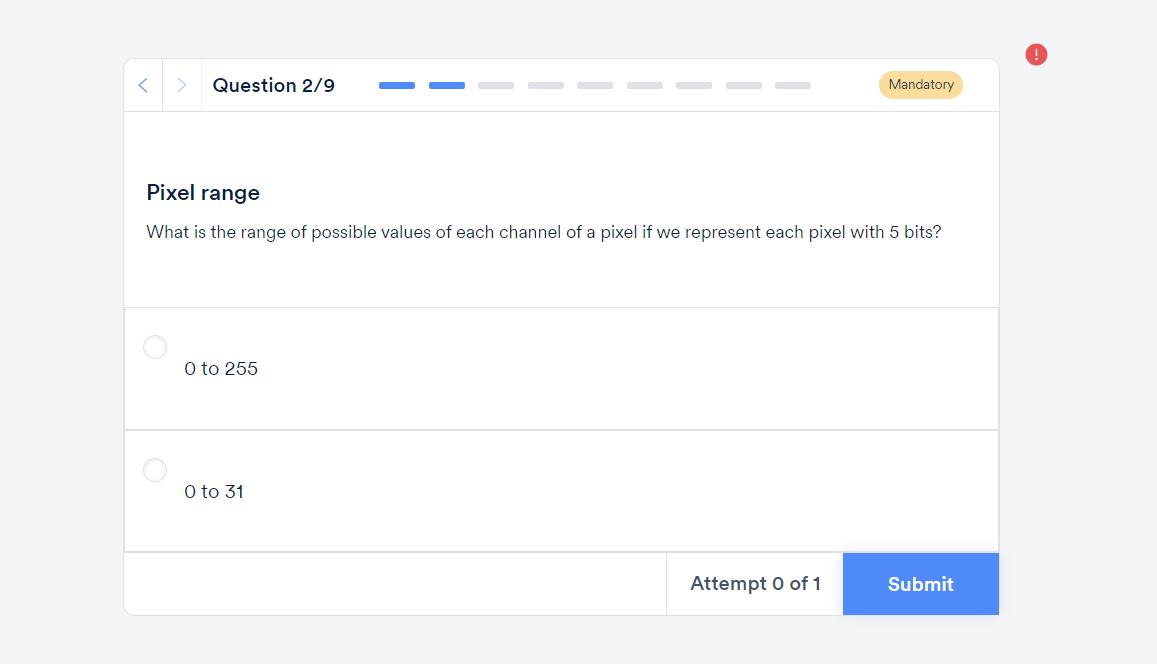 Solved Pixel range What is the range of possible values of | Chegg.com