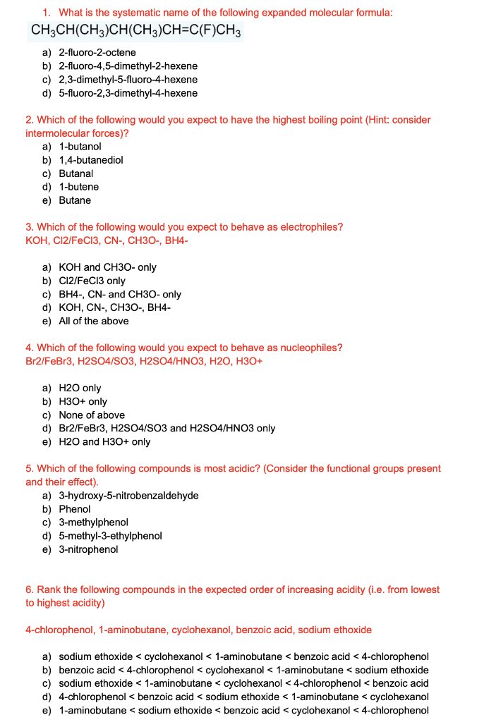 Solved 1. What is the systematic name of the following | Chegg.com
