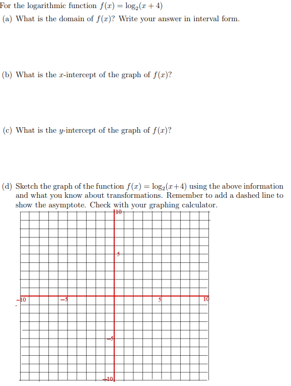 Solved For the logarithmic function f(x)=log2(x+4) (a) What | Chegg.com