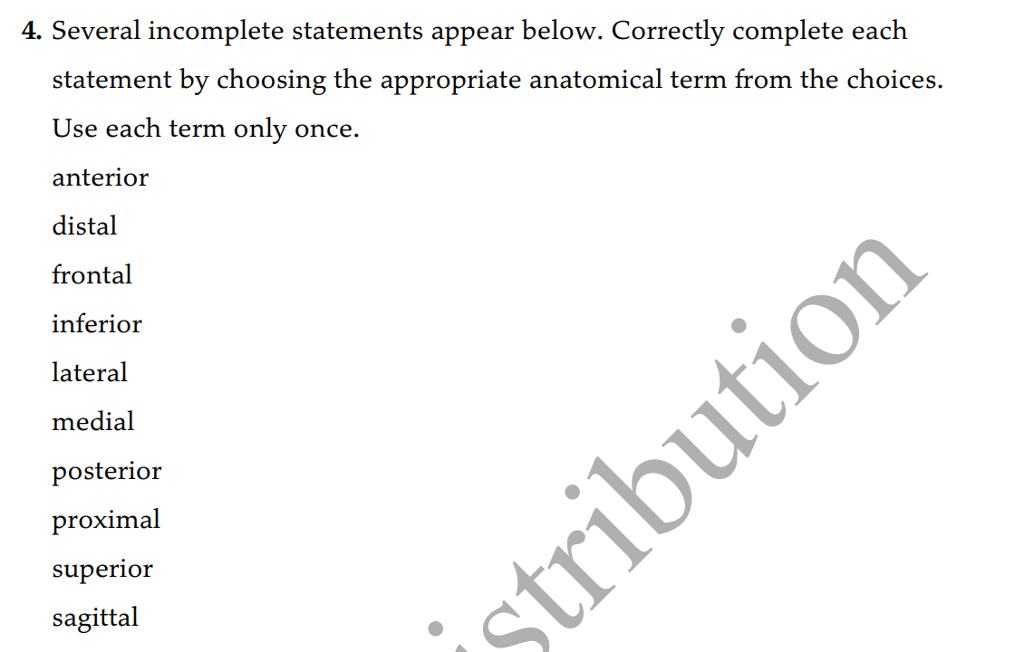 Solved 4. Several incomplete statements appear below. | Chegg.com