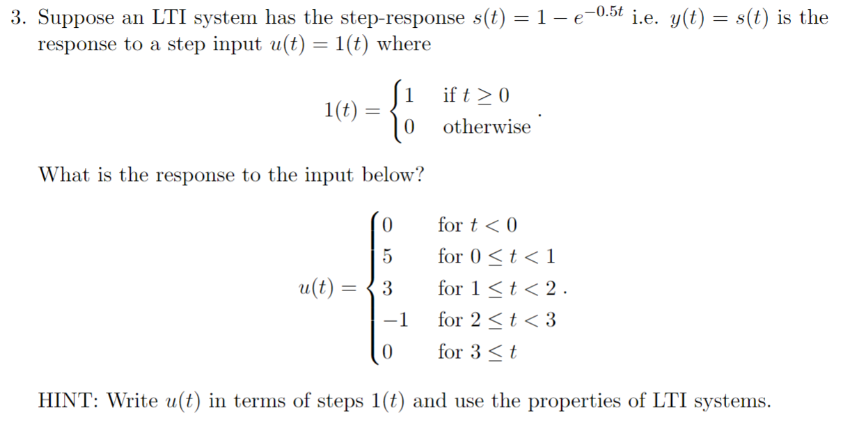 Solved 3. Suppose an LTI system has the step-response | Chegg.com