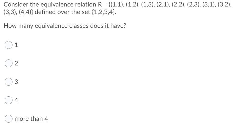 Solved Consider the equivalence relation R = {(1,1), (1,2), | Chegg.com
