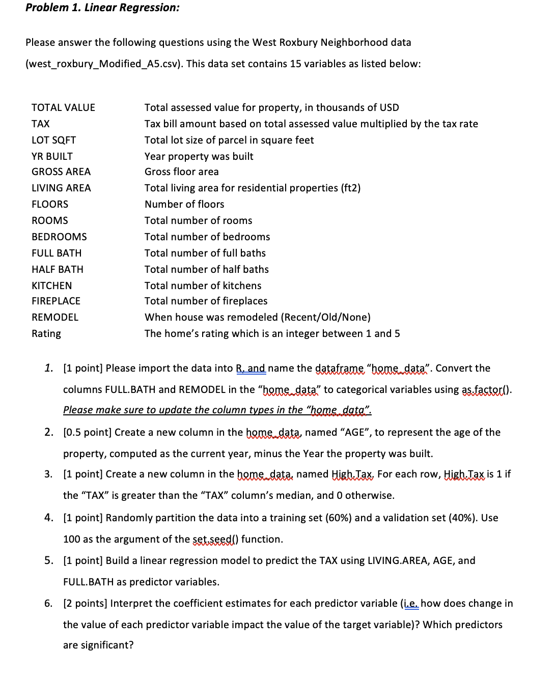 Solved Problem 1. Linear Regression: Please answer the | Chegg.com