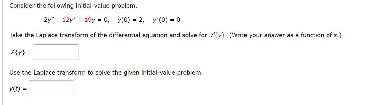 Solved Consider the following initial-value problem. 2y" + | Chegg.com