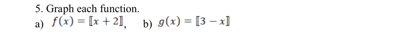 Solved Graph each function.a) f(x)=[x+2],b) g(x)=[3-x] | Chegg.com