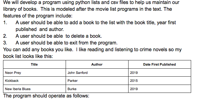 Solved We will develop a program using python lists and csv | Chegg.com
