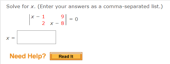 Solved Solve for x. (Enter your answers as a comma-separated | Chegg.com