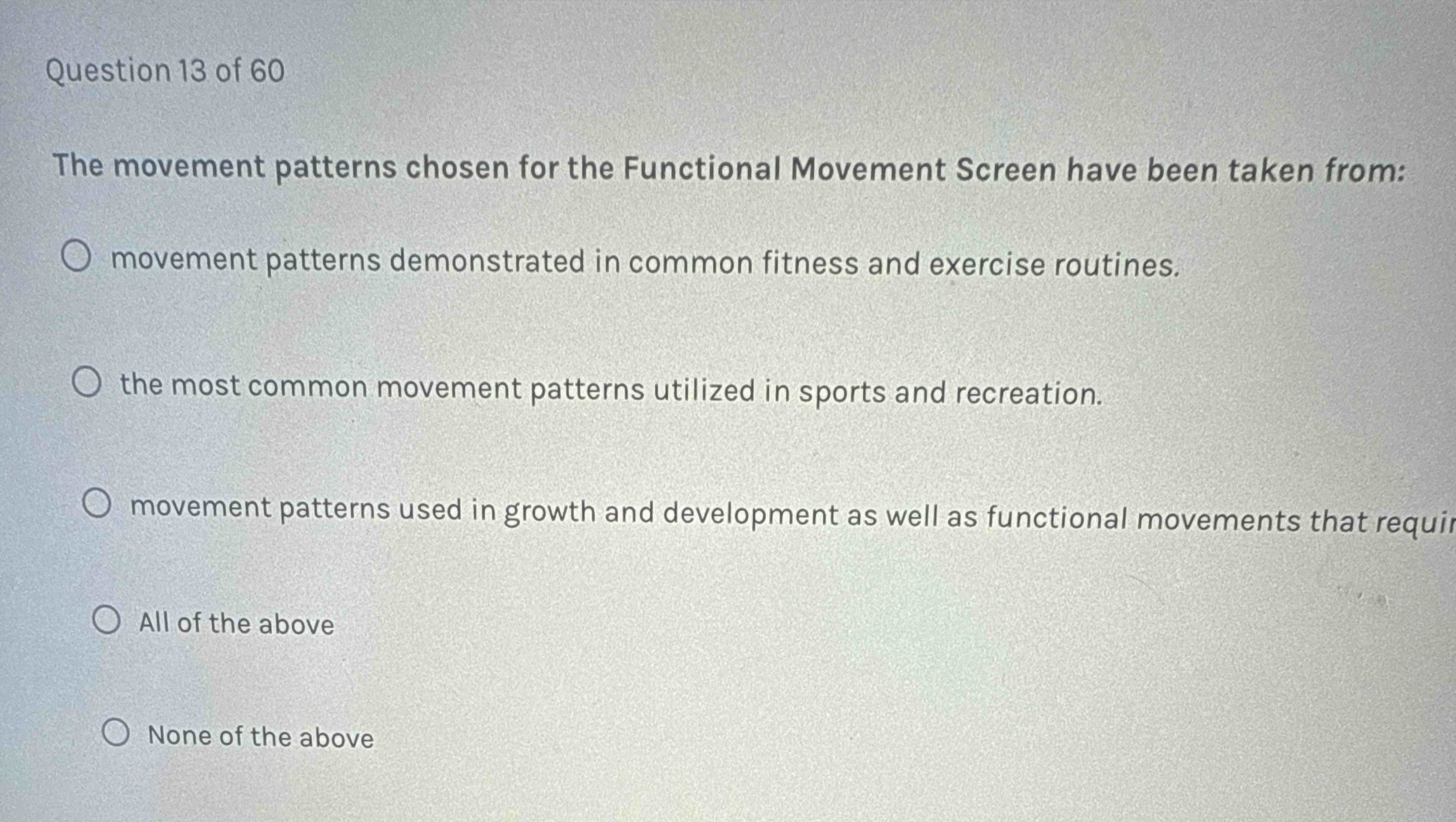 High Quality SOLUTION Question 13 ﻿of 60The movement patterns chosen for | Chegg.com