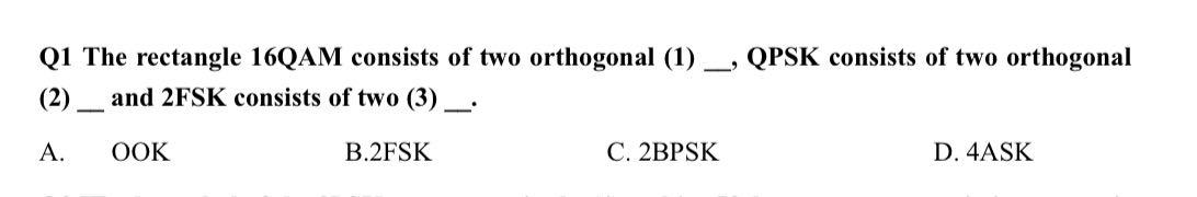 Solved Q1 The rectangle 16QAM consists of two orthogonal (1) | Chegg.com