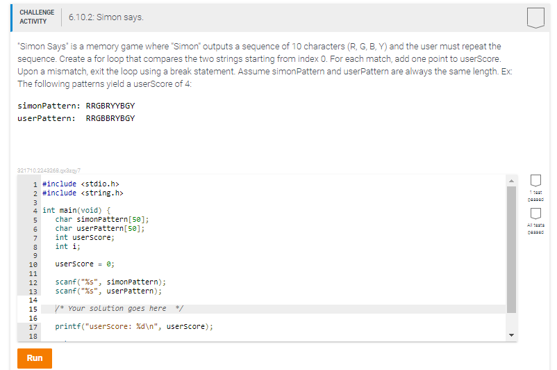Solved CHALLENGE ACTIVITY 6.10.2: Simon says. "Simon Says' | Chegg.com