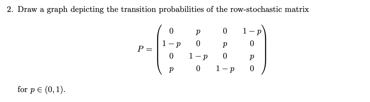 Solved Draw a graph depicting the transition probabilities | Chegg.com