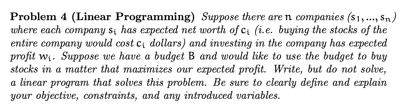 Solved Problem 4 (Linear Programming) Suppose there are n | Chegg.com