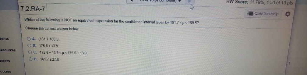 Solved TULIJ (4 Lumple) HW Score: 11.79%, 1.53 of 13 pts | Chegg.com