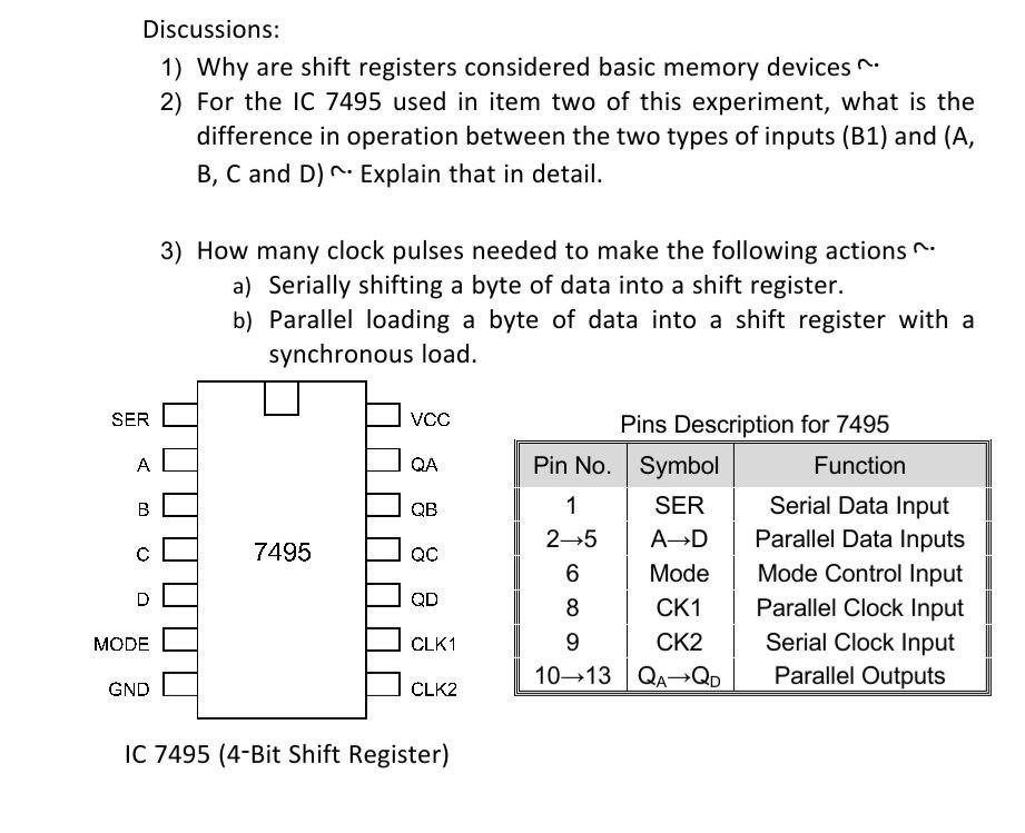 Solved Discussions: 1) Why are shift registers considered | Chegg.com