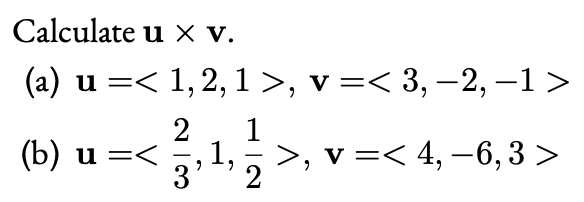Solved Calculate u x v. (a) u = , v = | Chegg.com