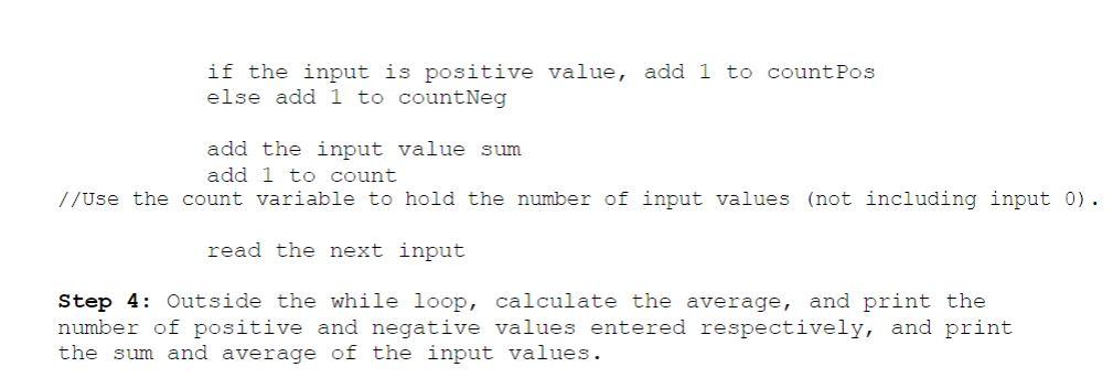 Solved 1. Count Positive and Negative numbers (Use the | Chegg.com