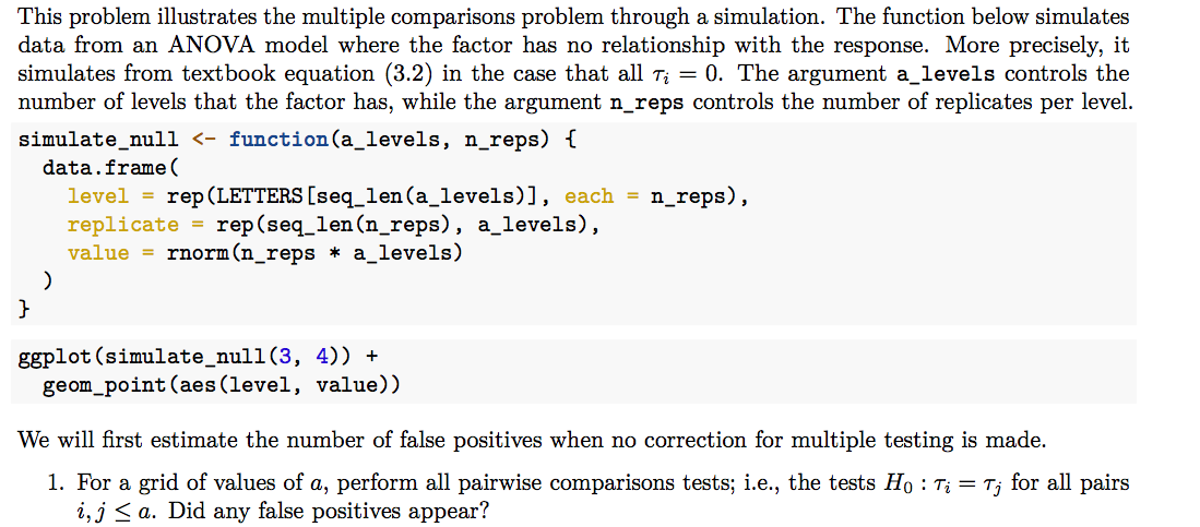This problem illustrates the multiple comparisons | Chegg.com