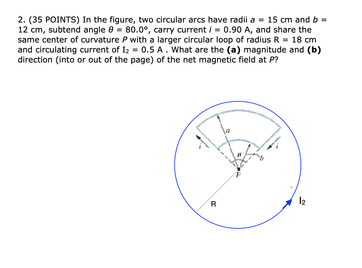 Solved (35 ﻿POINTS) In ﻿the figure, two circular arcs have | Chegg.com