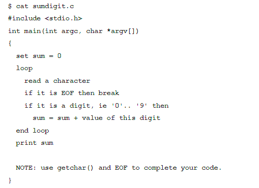 Solved \$ cat sundigit.c \#include int main(int argc, char | Chegg.com