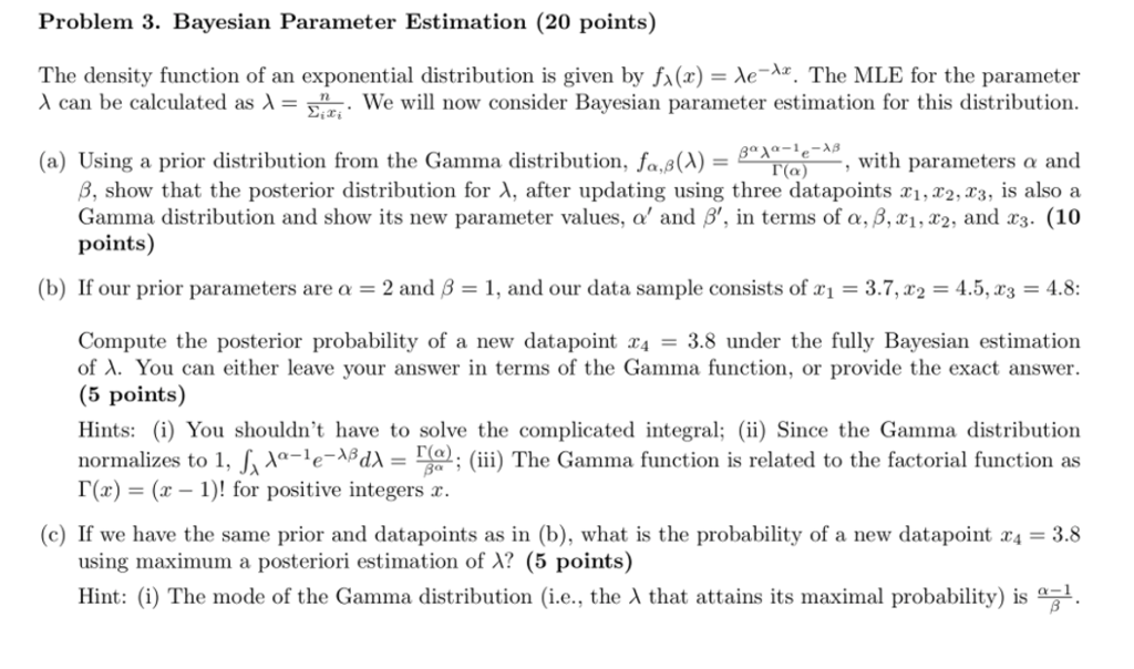 Problem 3. Bayesian Parameter Estimation (20 points) | Chegg.com