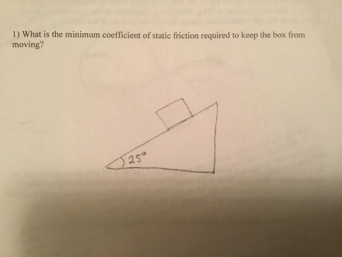 Solved 1) What is the minimum coefficient of static friction | Chegg.com