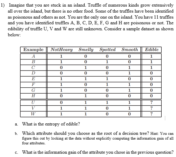 Solved 1) Imagine that you are stuck in an island. Truffle | Chegg.com