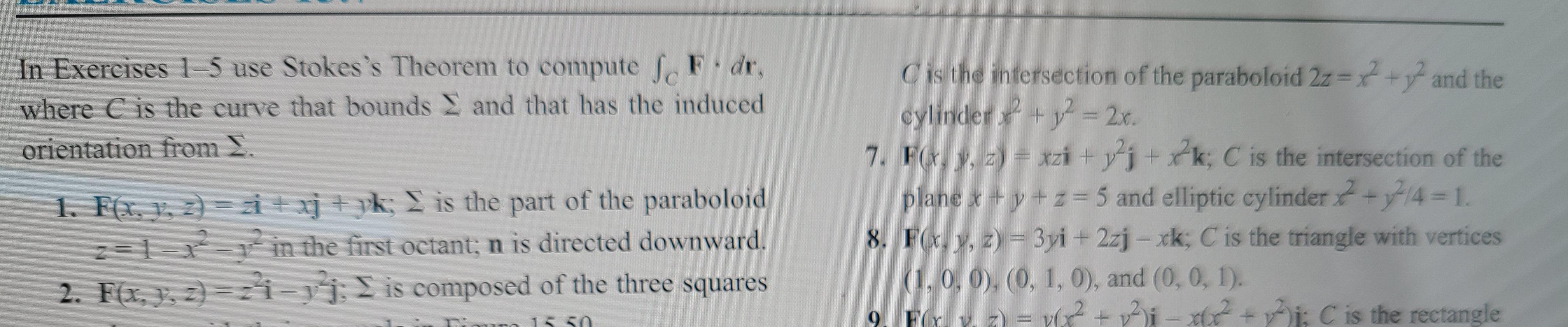 Solved In Exercises 1-5 use Stokes 's Theorem to compute JF. | Chegg.com