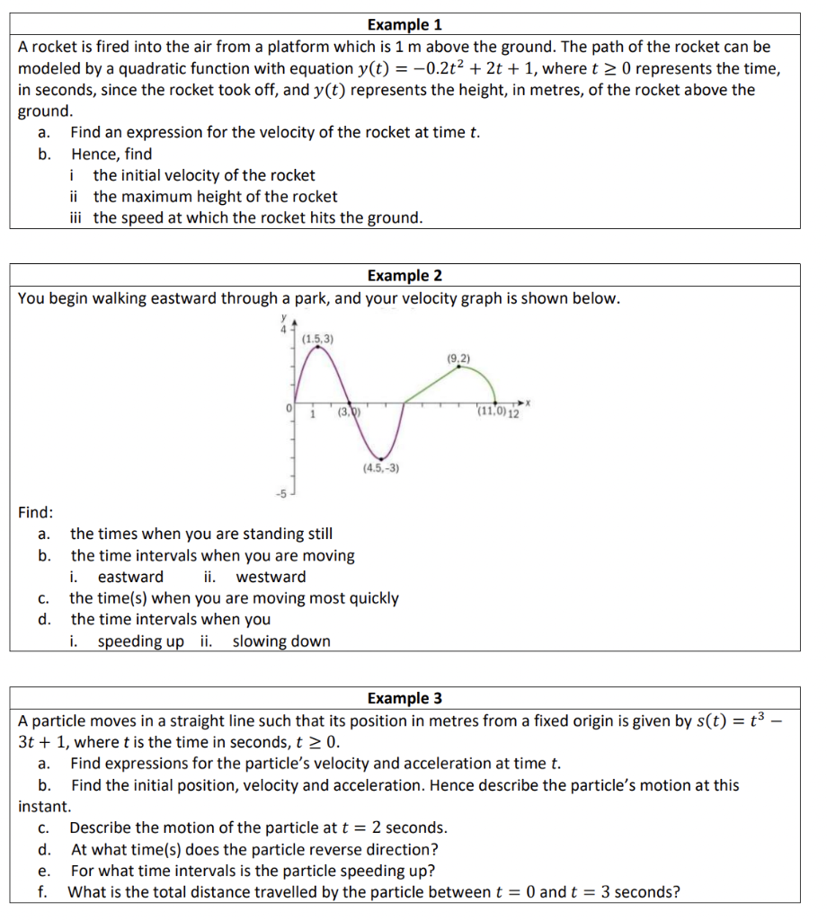 Solved Example 1 A rocket is fired into the air from a | Chegg.com