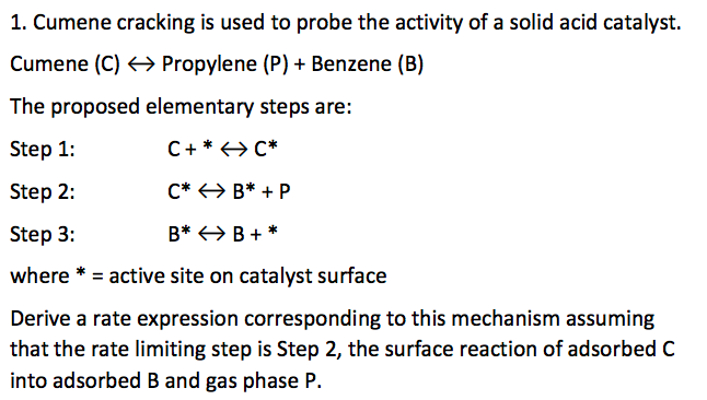Solved 1. Cumene cracking is used to probe the activity of a | Chegg.com