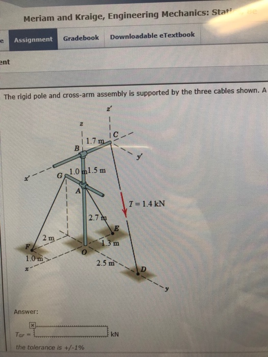 Solved The rigid pole and cross-arm assembly is supported by | Chegg.com