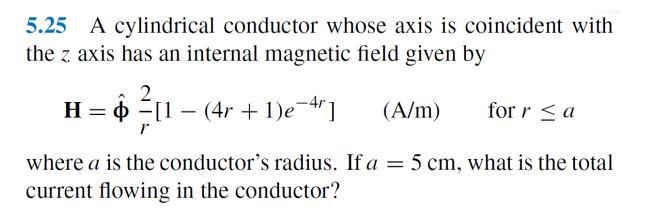 Solved 5.25 A cylindrical conductor whose axis is coincident | Chegg.com