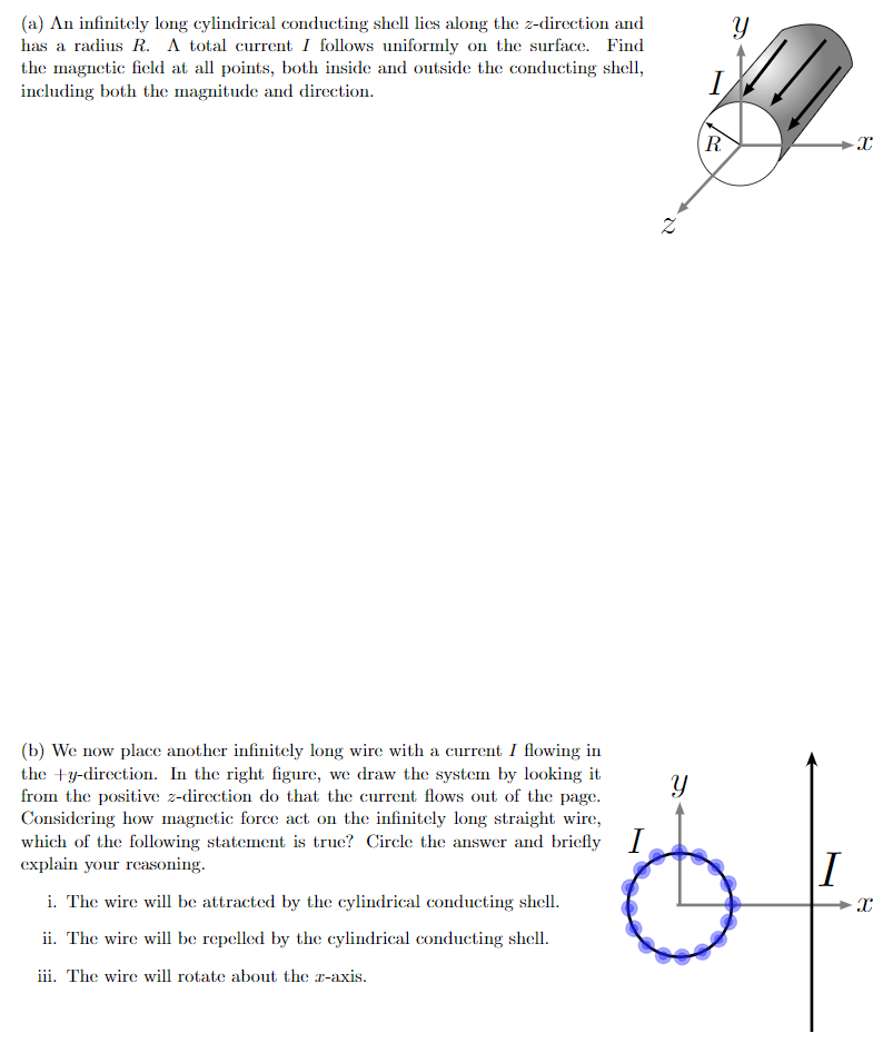 Solved y (a) An infinitely long cylindrical conducting shell | Chegg.com