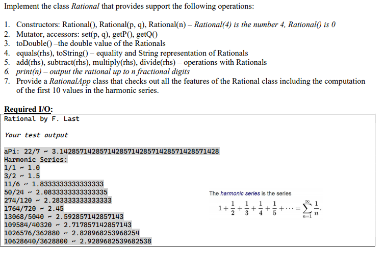Implement the class Rational that provides support | Chegg.com