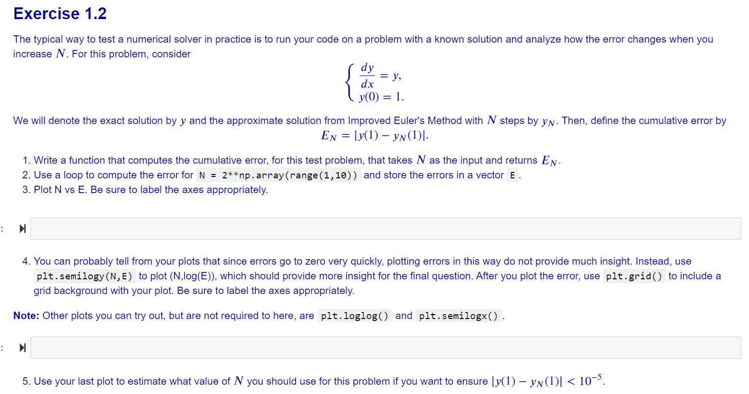 Exercise 1.2 The typical way to test a numerical | Chegg.com