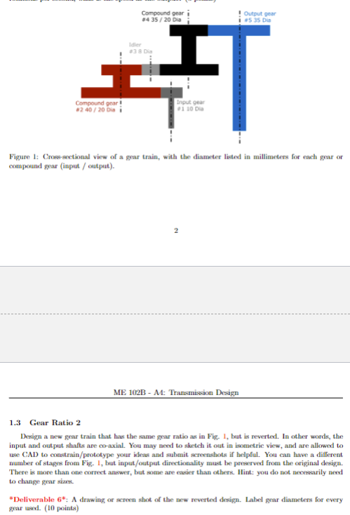Solved 1.3 ﻿Gear Ratio 2Design a new gear train that has the | Chegg.com