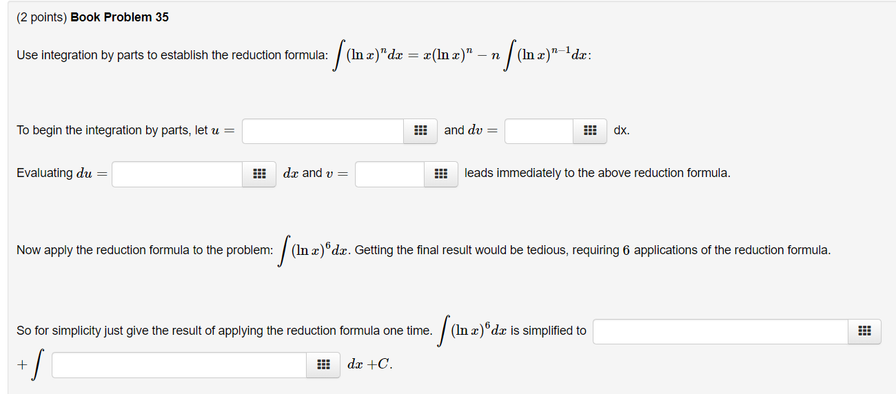Solved (2 points) Book Problem 35 Use integration by parts | Chegg.com