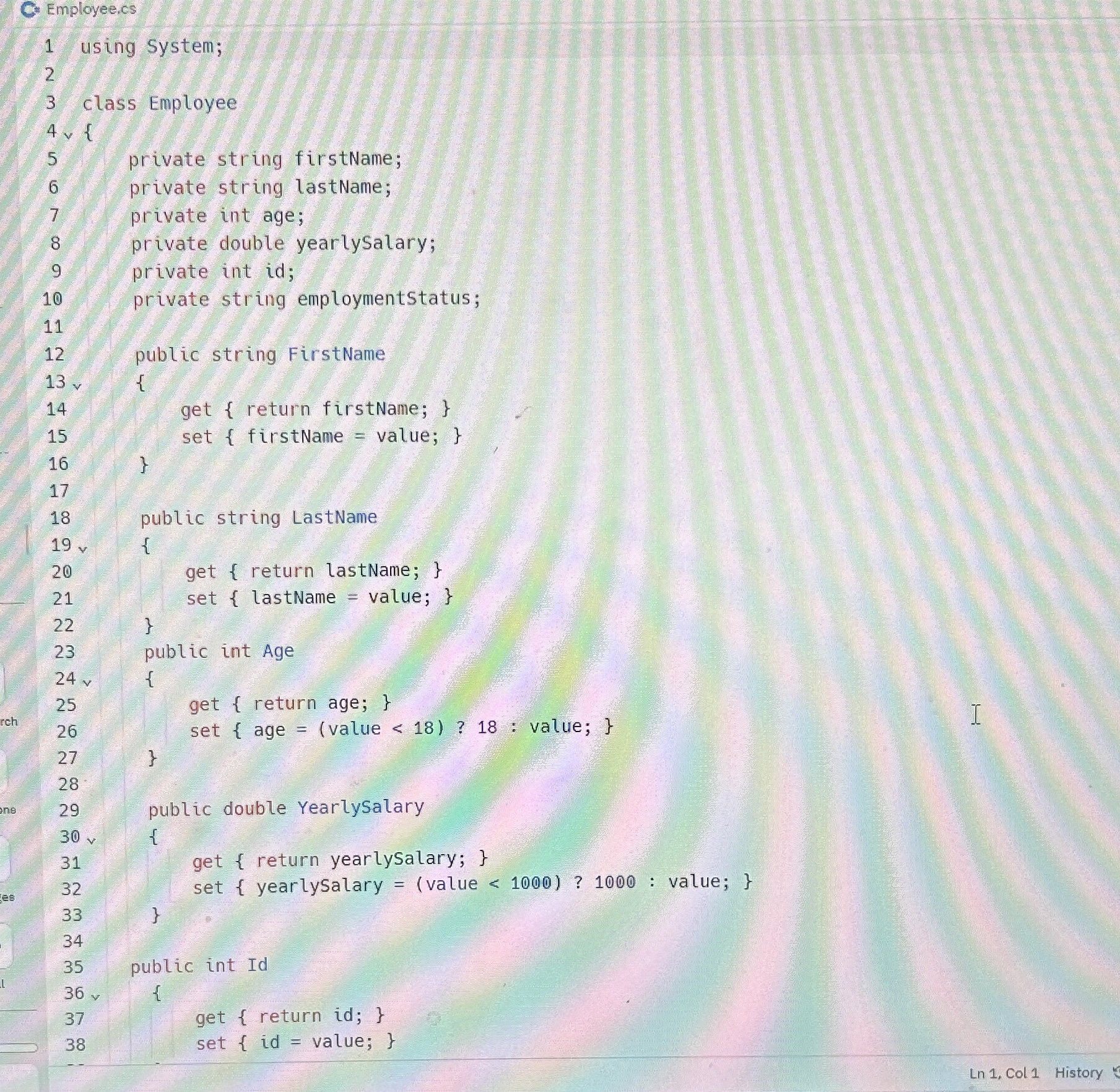 Solved Employee.cs using System; class Employee private | Chegg.com