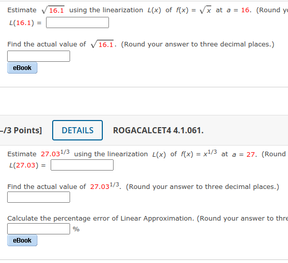Solved 16.1 using the linearization L(x) of f(x) = V at a = | Chegg.com
