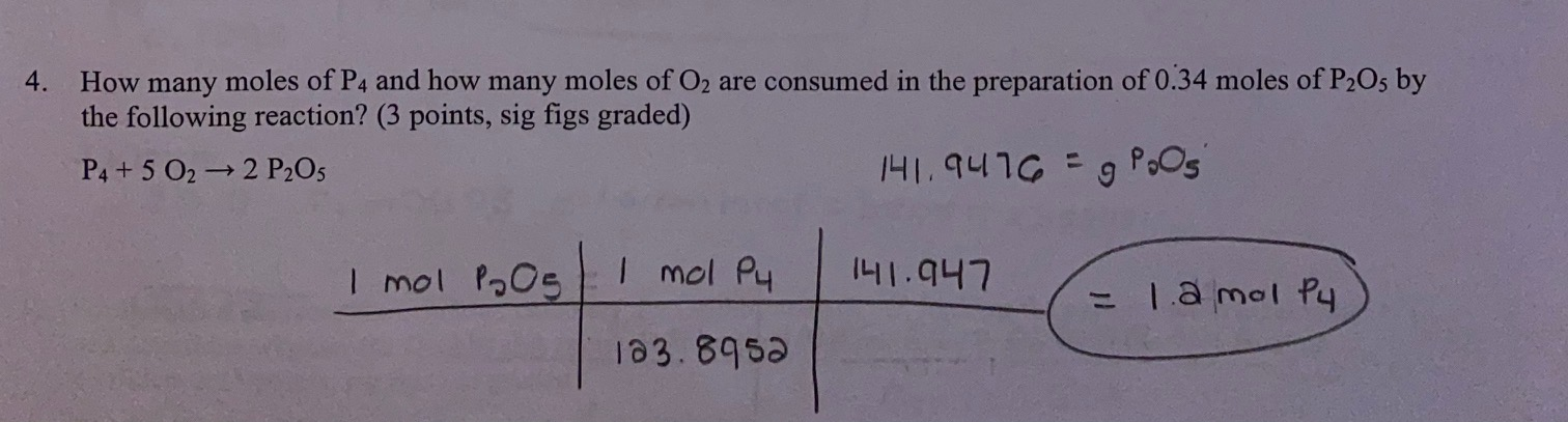 Solved 4. How many moles of P4 and how many moles of O2 are | Chegg.com