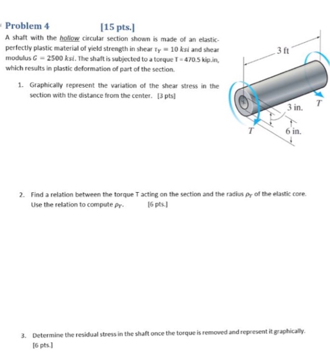 Solved A shaft with the hollow circular section shown is | Chegg.com