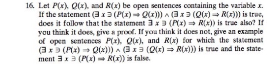 Solved 16. Let P(x), Q(x), and R(x) be open sentences | Chegg.com