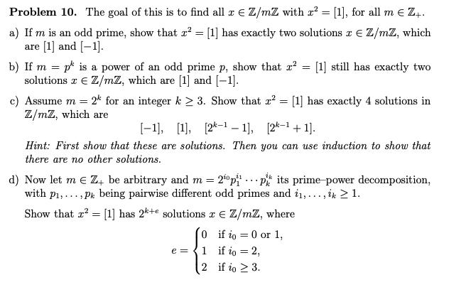 Solved = Problem 10. The goal of this is to find all 2 € | Chegg.com