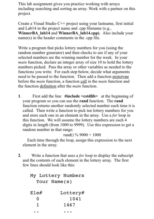 Solved C++ help - write a program that picks lottery numbers | Chegg.com